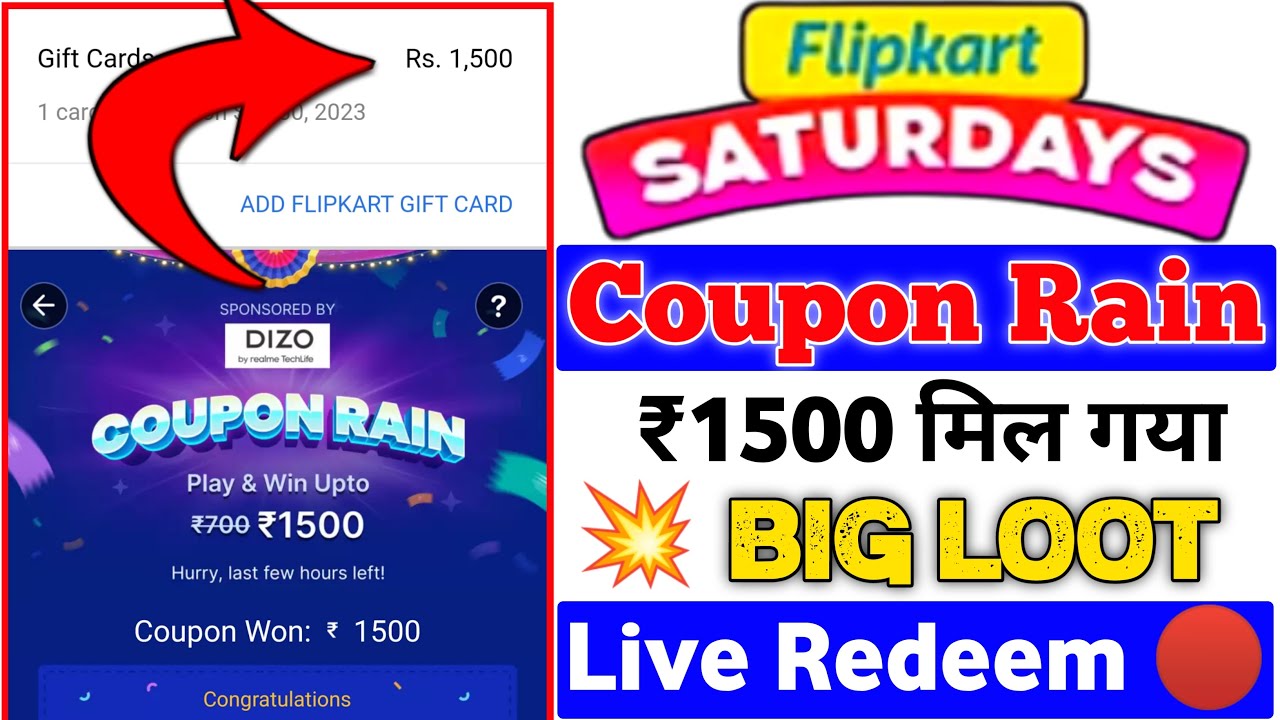 Flipkart Rs1500 Gift Voucher Received | Flipkart Coupon Rain | Coupon ...