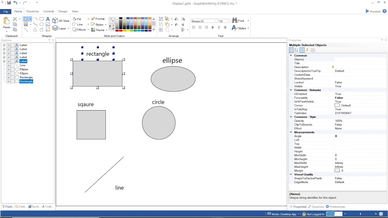 Iconics GraphWorx Basic 3 Adding Simple Elements to your Display - YouTube
