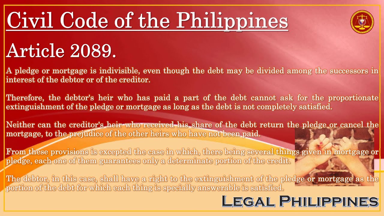 Civil Code of the Philippines, Article 2089 - YouTube