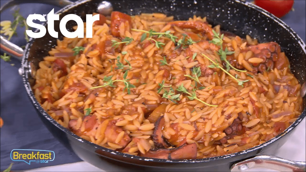 Κριθαράκι κοκκινιστό με χταπόδι | Σταύρος Βαρθαλίτης - YouTube