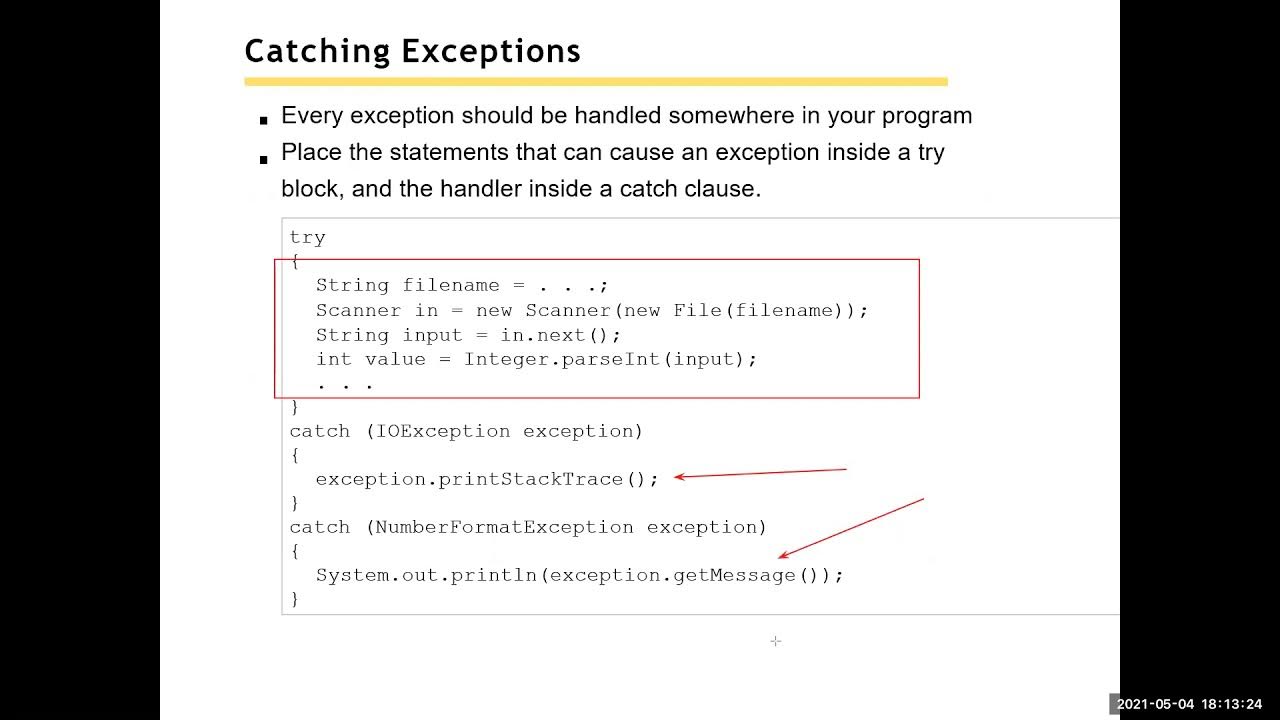 Big Java Chapter 11 Part 3 Exception Handling - YouTube