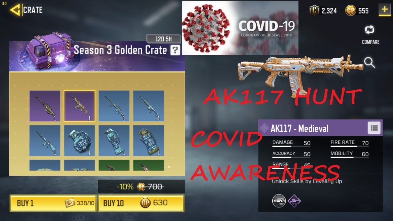 CODM AK117 legendary skin hunt * COVID Awareness *part1 - YouTube