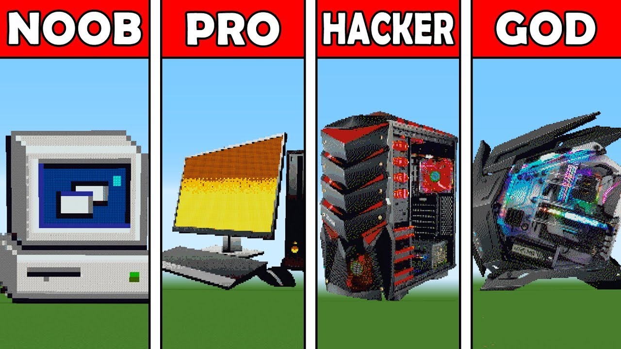 🔴 MINECRAFT PIXEL ART (NOOB vs PRO vs HACKER vs GOD) Computer - YouTube