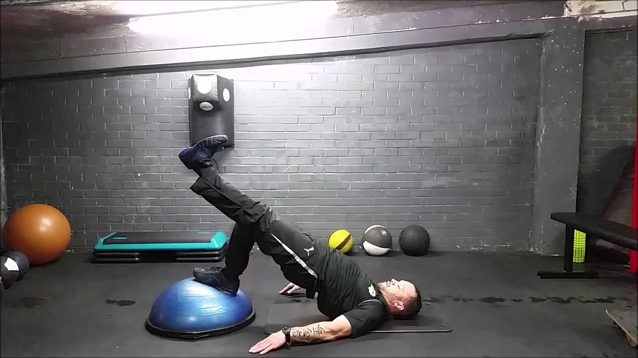 BOSU single leg hip thrusts Online personal trainer, personal trainer ...