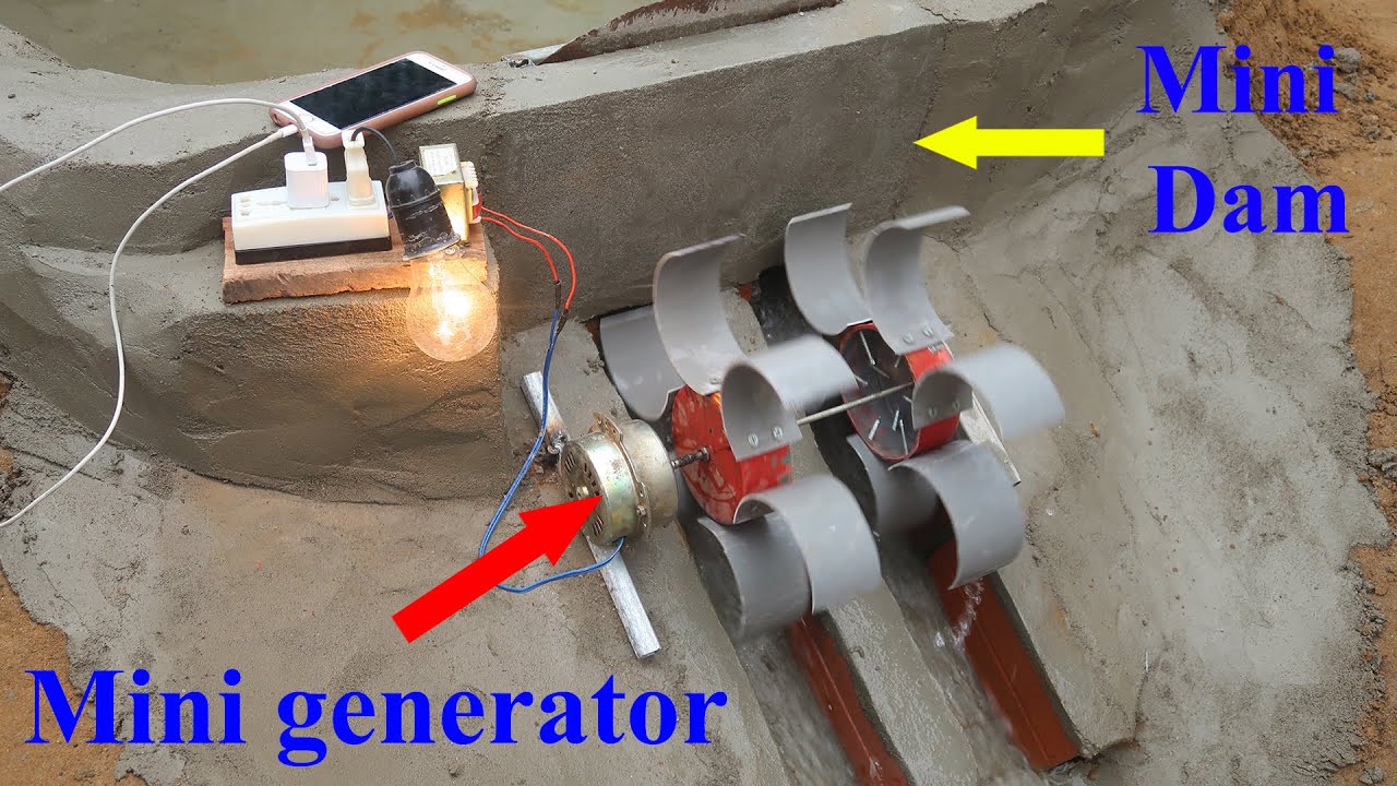Mini Hydroelectric Dam Construction Project At Home - YouTube