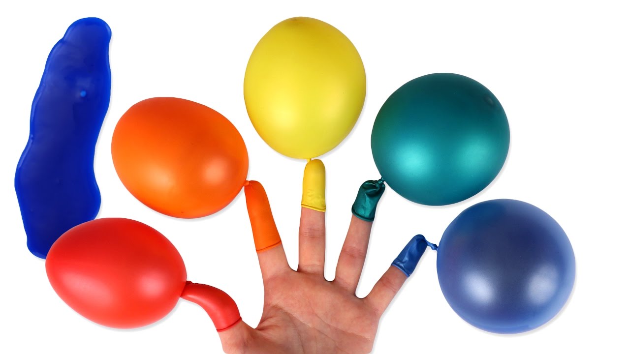Finger Family Nursery Rhymes Colored Balloons full of SLIME for ...