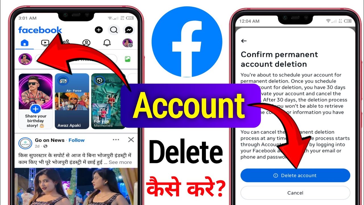 Facebook Account Delete Kaise Kare 2025 || How To Delete Facebook ...