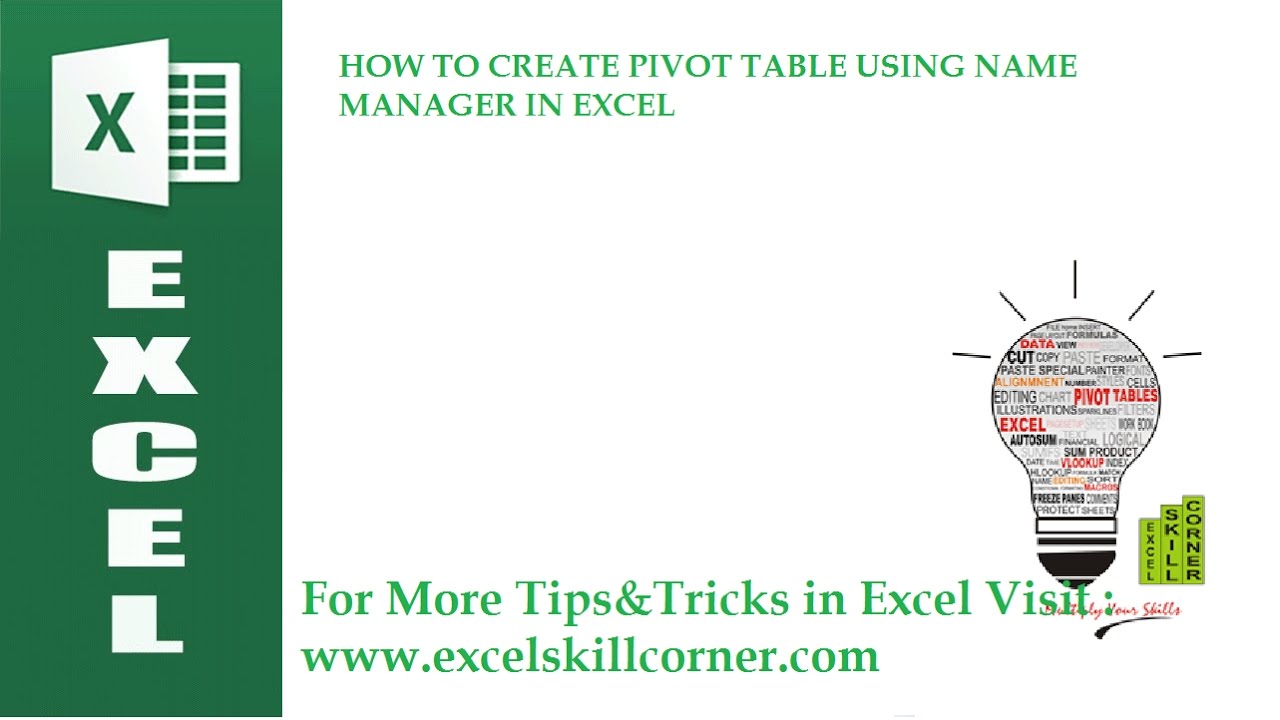 HOW TO CREATE PIVOT TABLE USING NAME MANAGER IN EXCEL - YouTube
