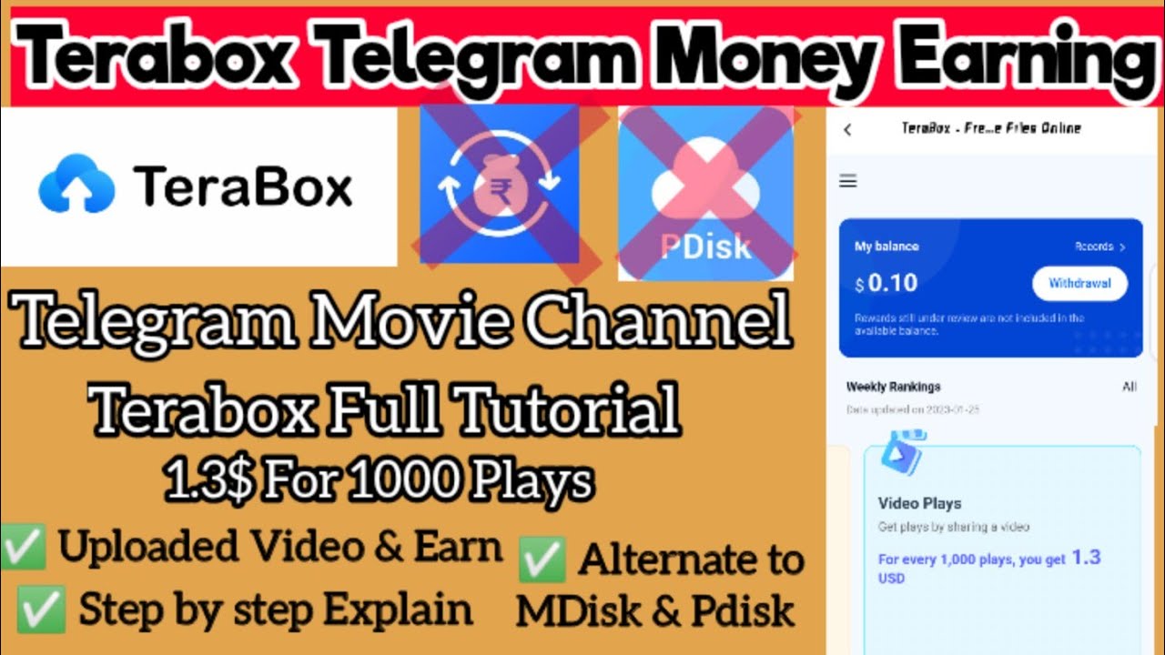 Terabox Money Earning Full Tutorial Video | 1.3$ for 1kViews | Telegram ...