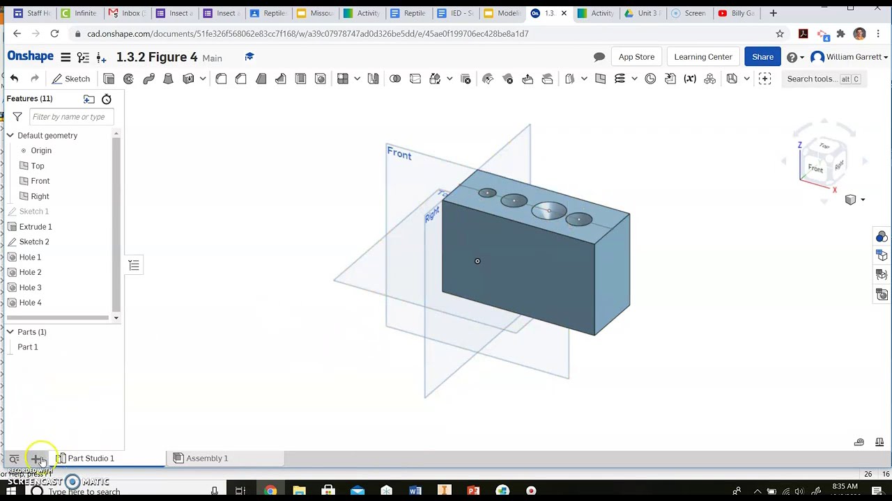 PLTW IED 1.3.2 holes in Onshape Figure 4 - YouTube