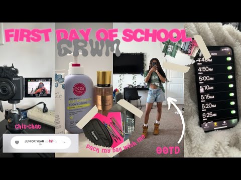 GRWM: FIRST DAY OF SCHOOL *JUNIOR YEAR* | chit-chat, ootd, pack my bag w/ me, skincare