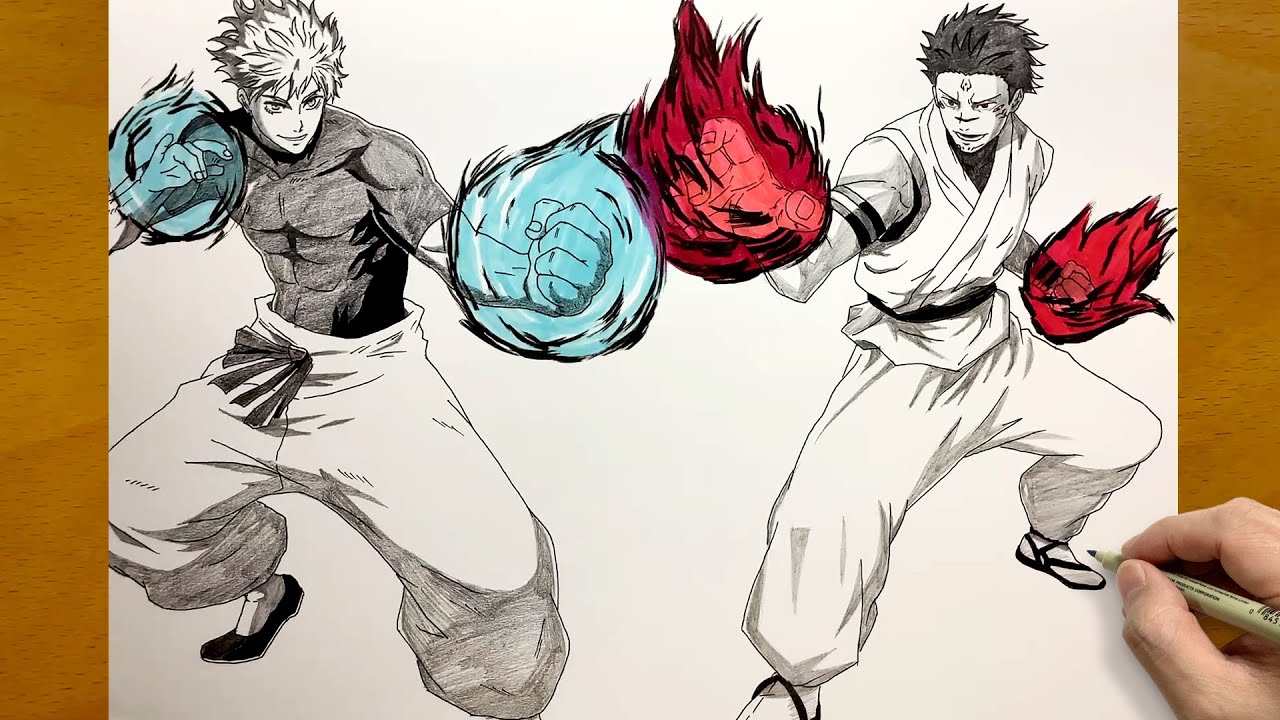 How to Draw Gojo vs Sukuna from Jujutsu Kaisen | Anime Art Speed Sketch ...