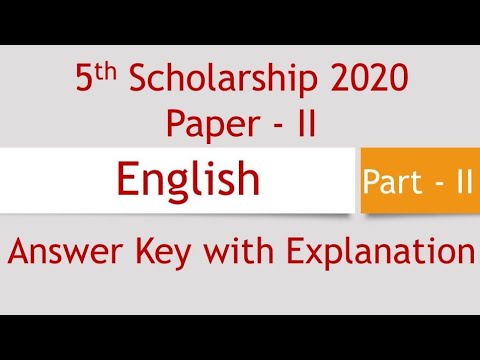 5th Scholarship English 2020 Answer Key with Explanation Part 2 - YouTube