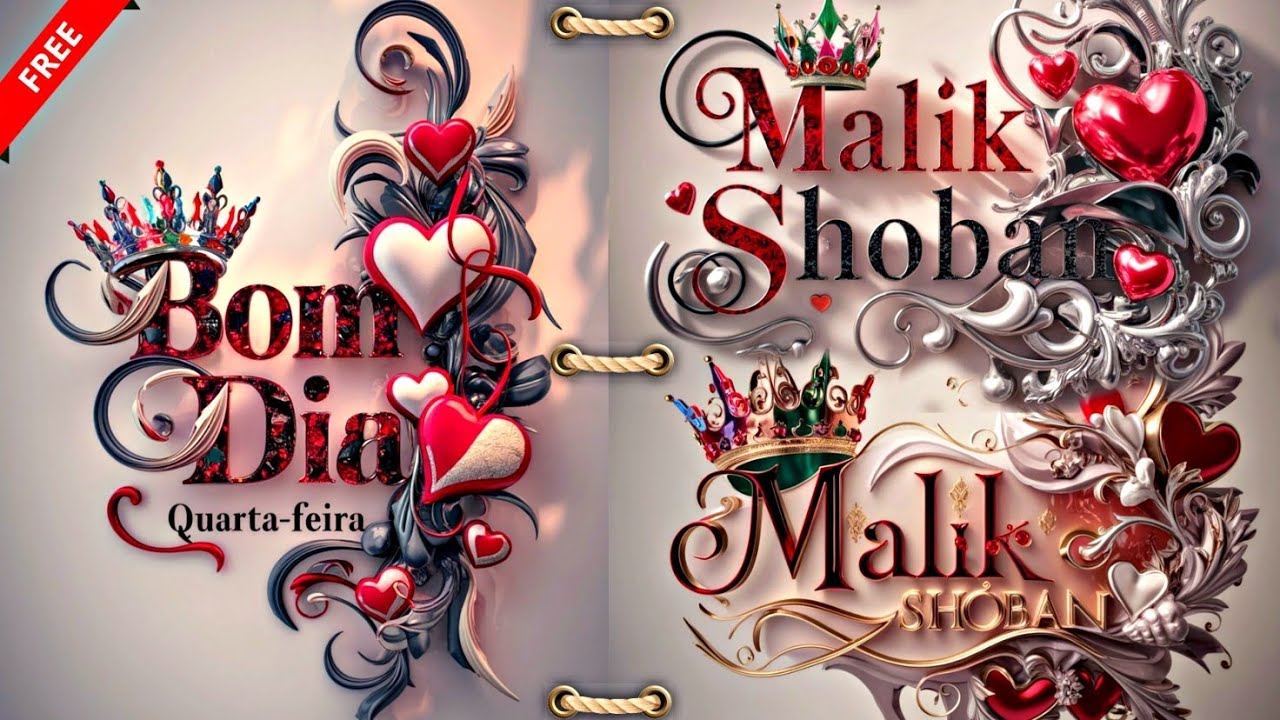 How to Create 3d Name Art with Stylish Font and Red White Heart ...