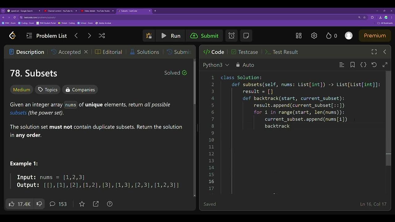 Subsets - Leetcode 78 (Python) - YouTube