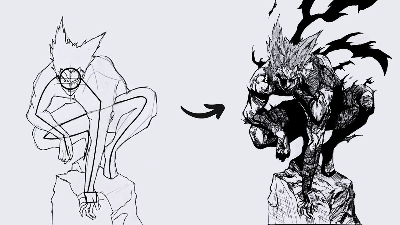 How to Draw Garou Full Body Step by Step | Easy Anime Drawing | OPM S3 ...