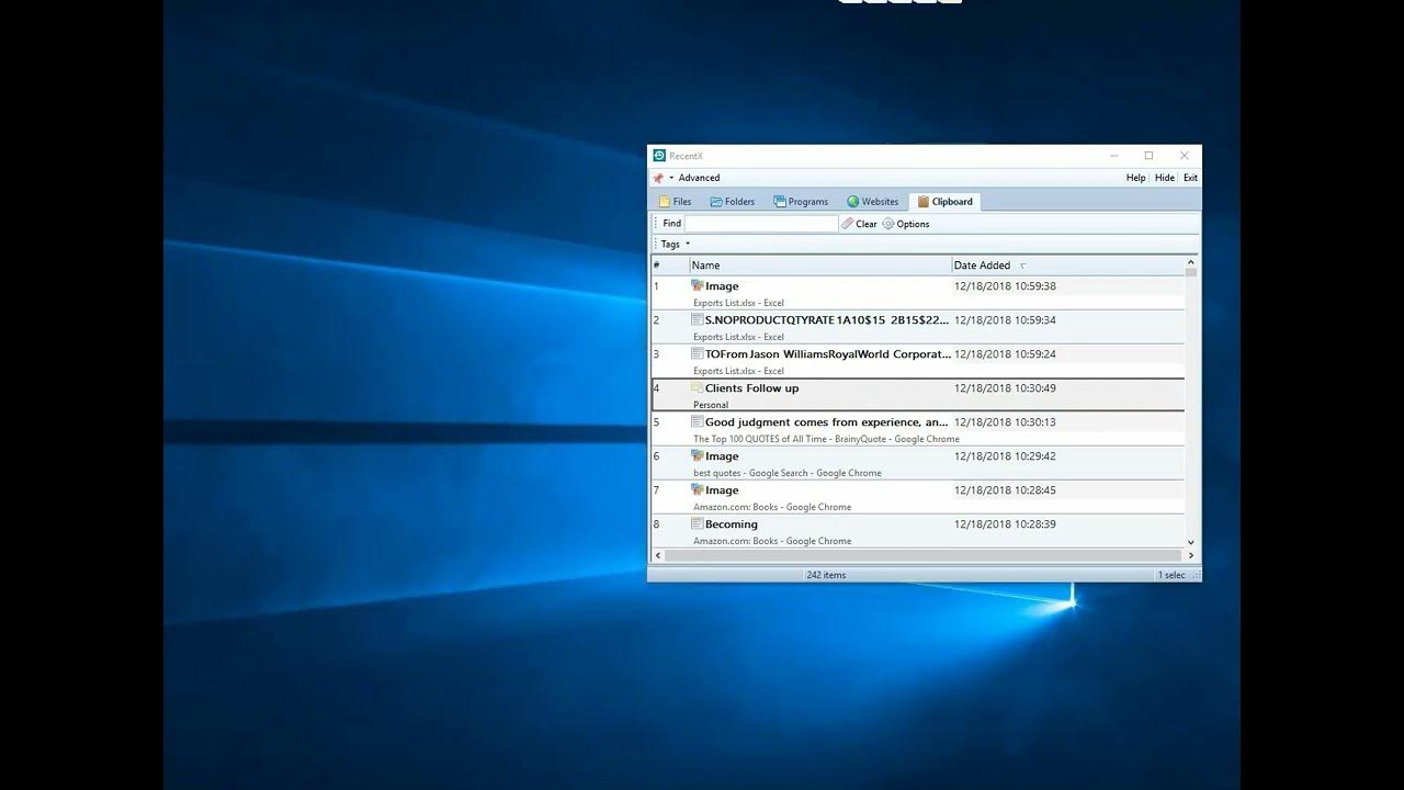 Using RecentX clipboard history manager in Windows - YouTube