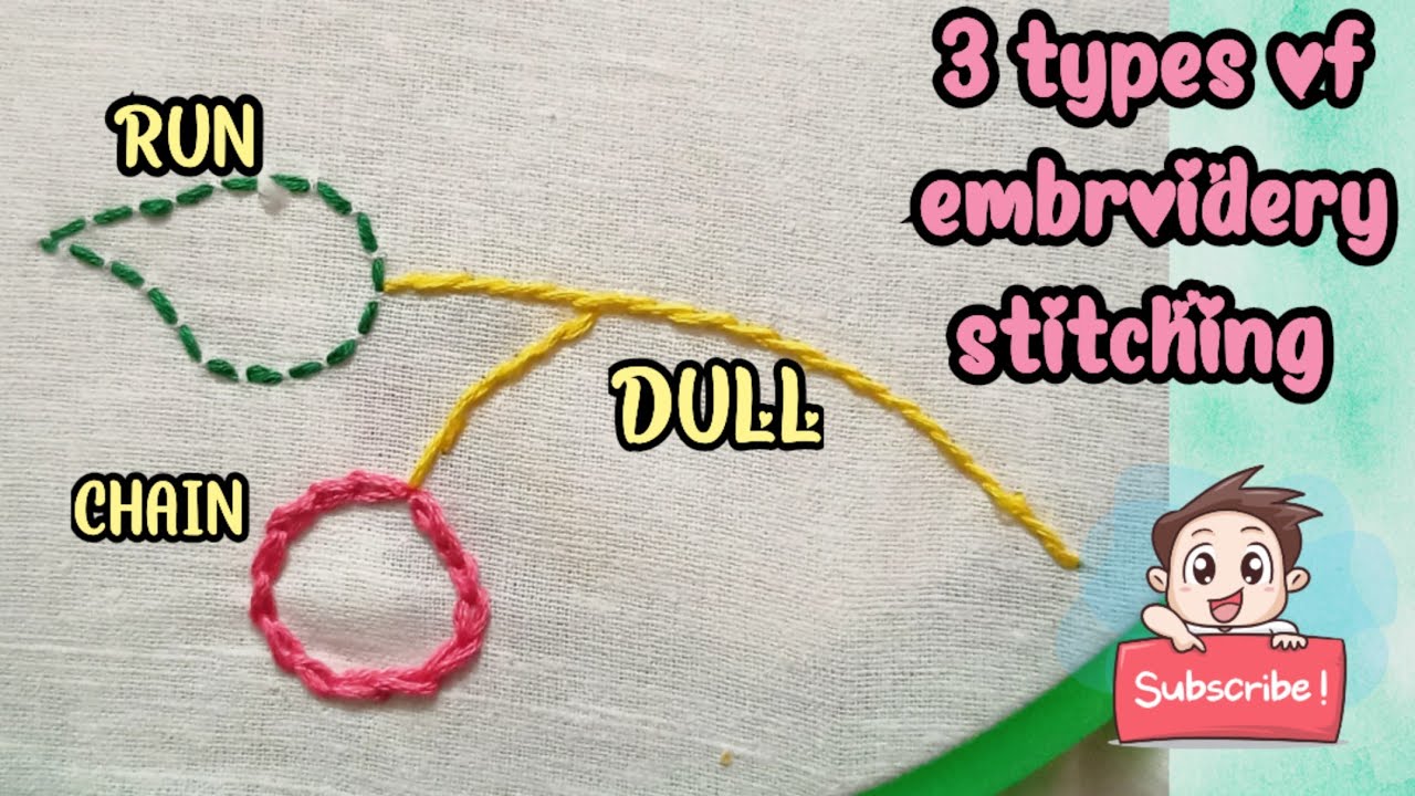 3 Types of embroidery stitching/Embroidery Tutorial/Tutorial video ...