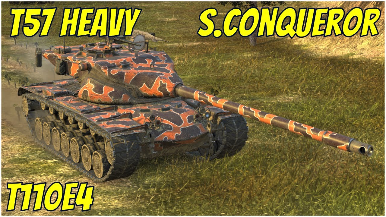 Super Conqueror, T57 Heavy & T110E4 WoT Blitz - YouTube