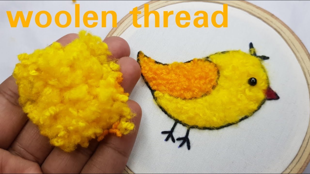amazing hand embroidery woolen thread work design trick - YouTube