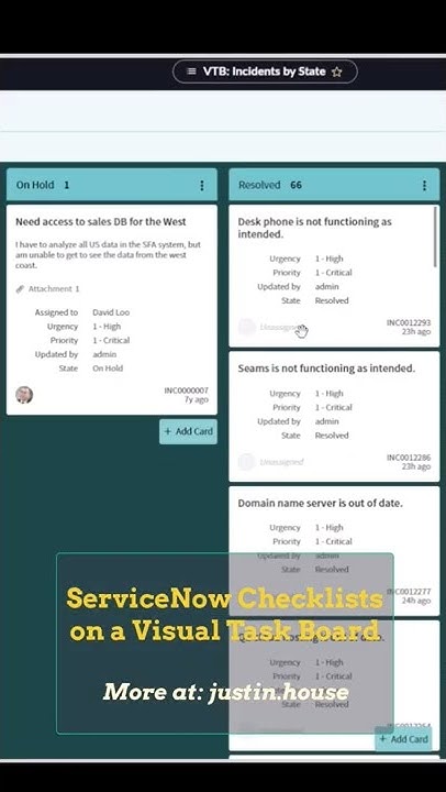 ServiceNow Checklists on a Visual Task Board - YouTube