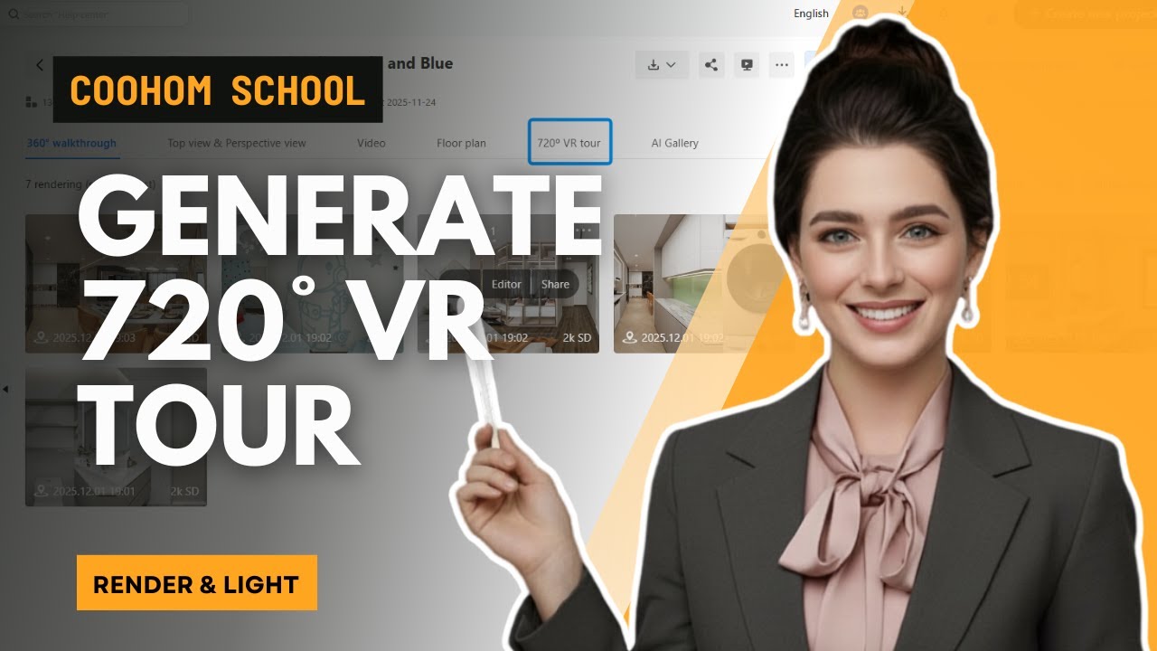 How to Generate 720° VR Tour | Coohom - YouTube