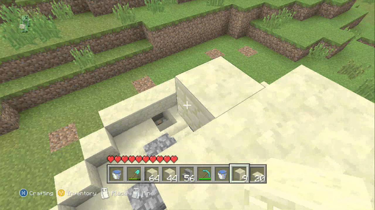 Xbox 360 Minecraft Tutorial- Sand Stone Water Fountain - YouTube