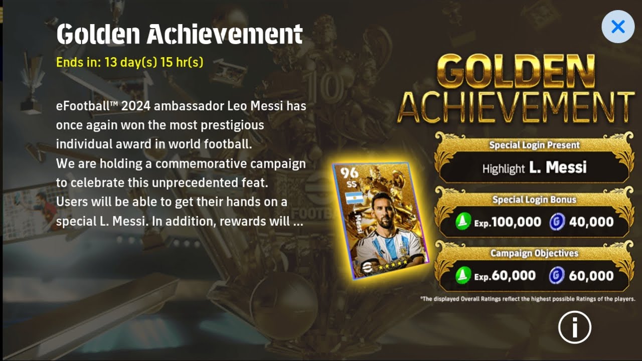 Training Guide for Leo Messi | Golden Achievement Card | efootball 2024 ...