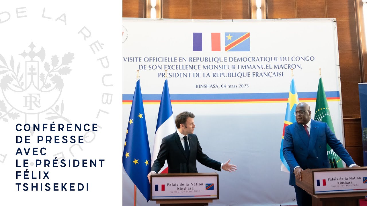 Conférence de presse du Président Emmanuel Macron et du Président Félix ...