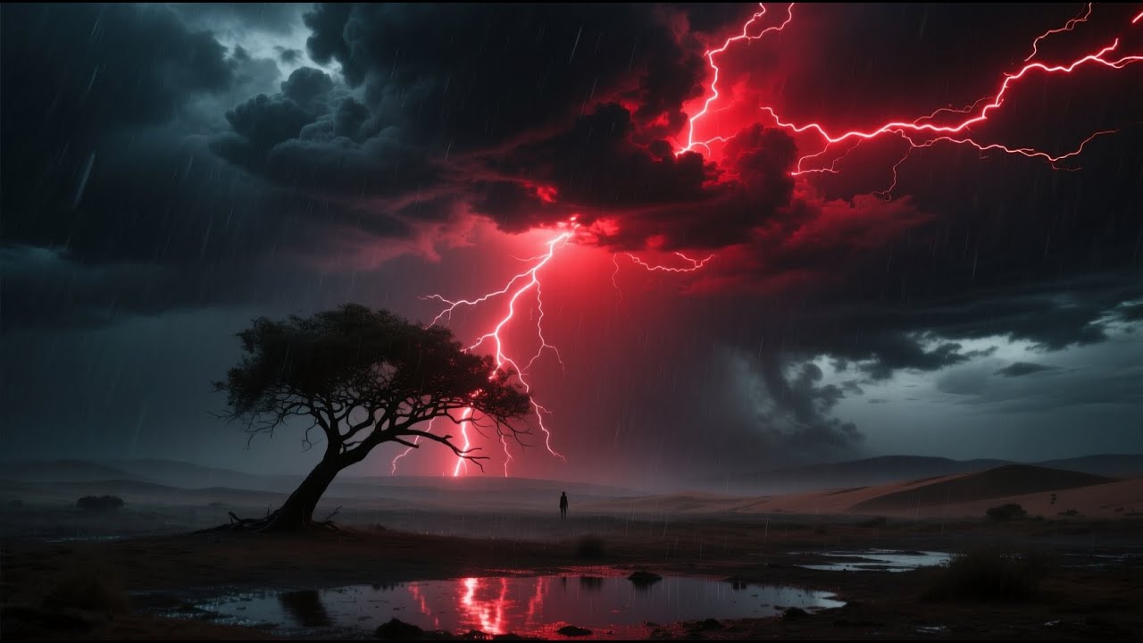 “Heavy Night Thunderstorm Powerful Red Lightning in the Dark Sky” - YouTube
