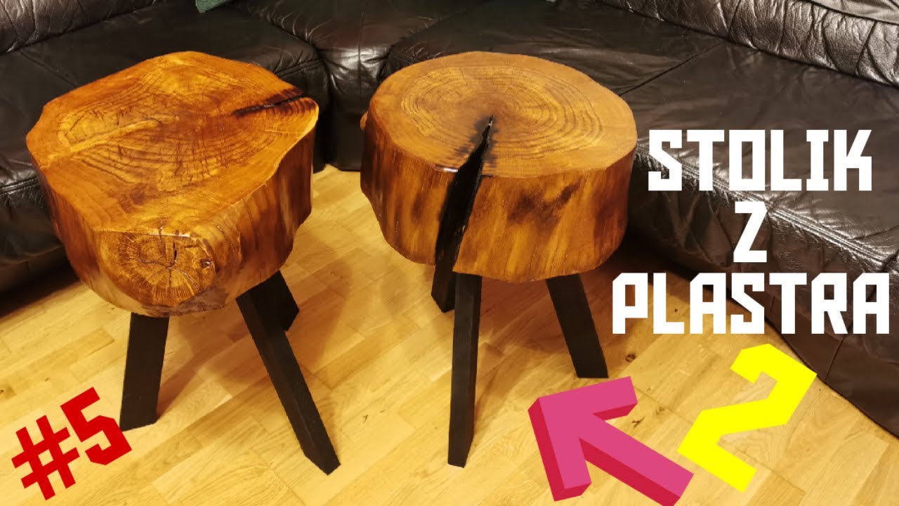 Jak zrobić stolik kawowy z plastra drewna dębowego. Stoliki z plastrów ...