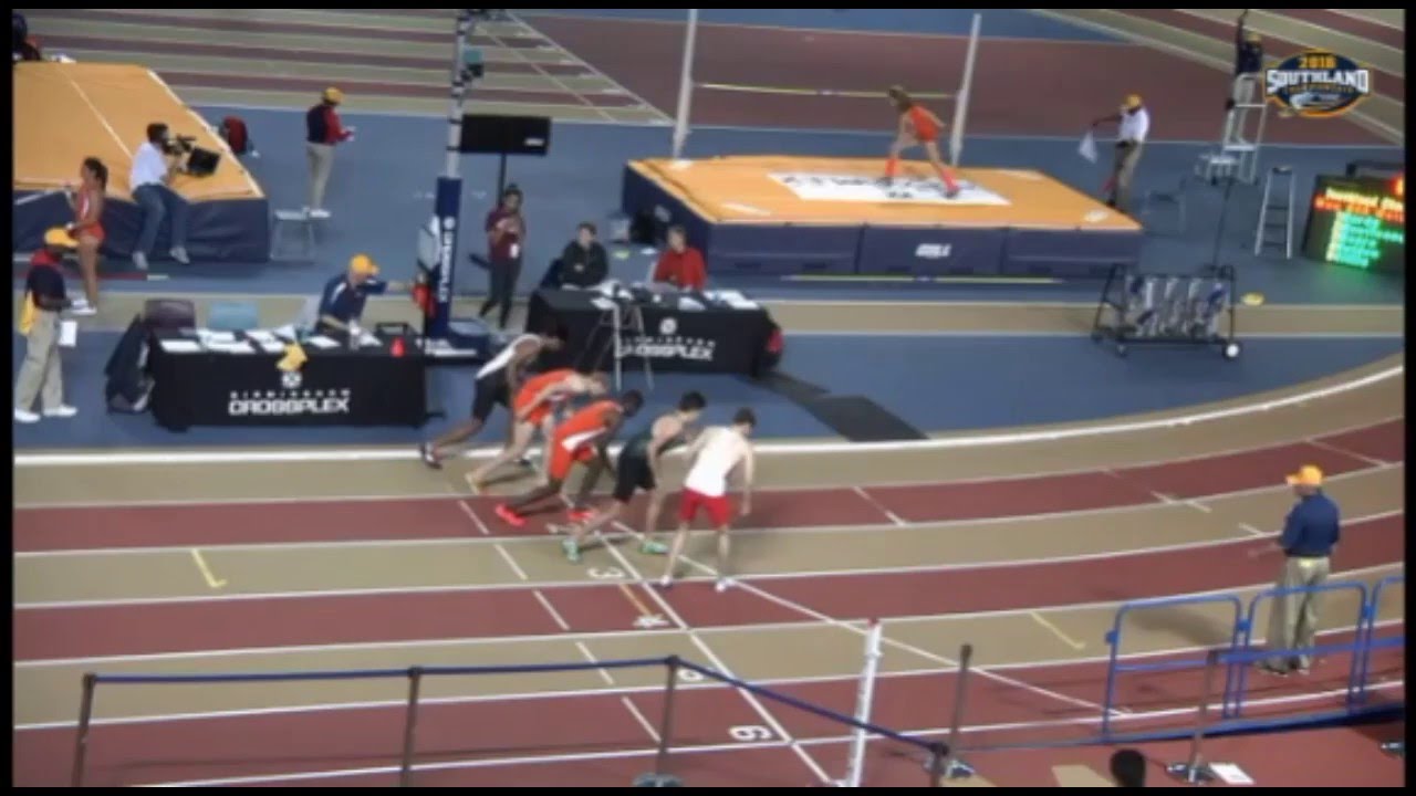 Men's indoor 800 meter finals Southland Conference 2016 - YouTube