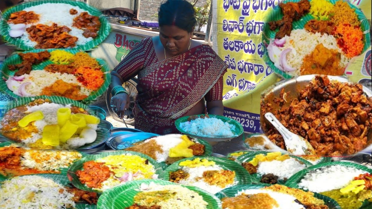 Hyderabad Famous Unlimited Roadside Meals | Hyderabad Street Food Lunch ...