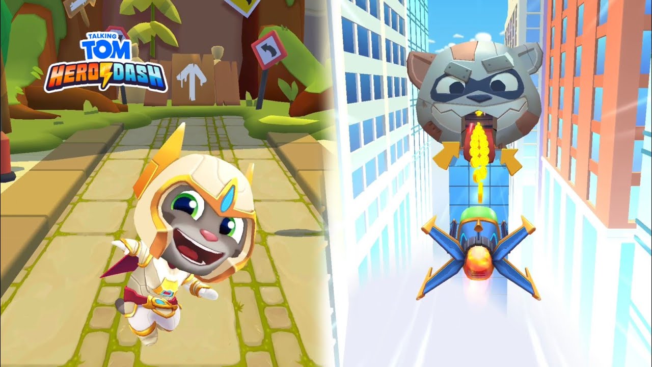 Talking Tom Hero Dash Platinum Tom & Laser Ship Full Screen Android iOS ...