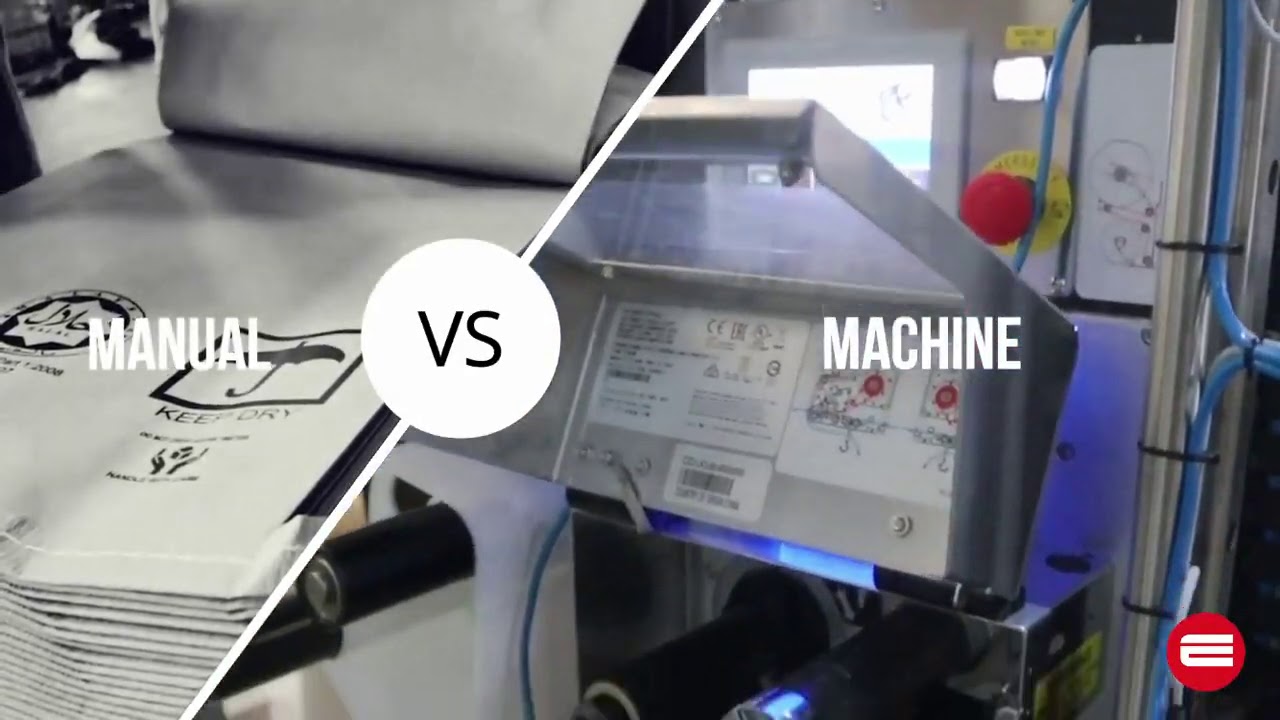 E-Packaging: manual VS machine - YouTube
