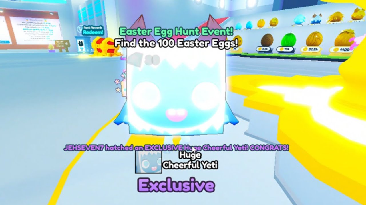 I got the huge yeti and more from exclusive eggs in pet sim! 🥚🥚 - YouTube