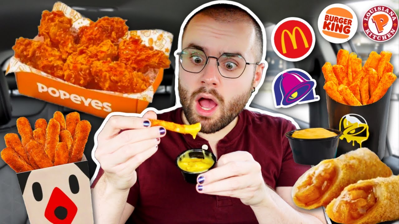 Eating NEW Fast Food Items For 24 HOURS CHALLENGE! McDonald's, Popeyes ...