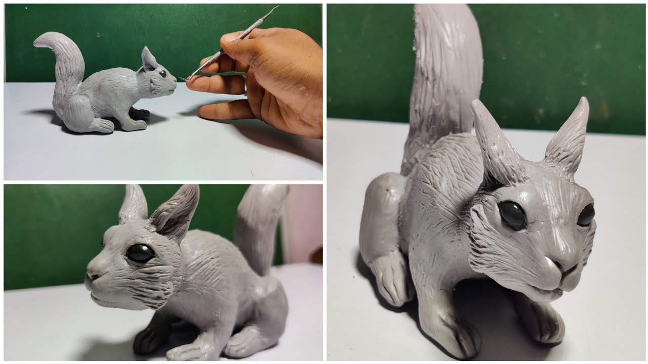 Clay Animals : how to make clay Animals Squirrel |Clay sculpture | Clay ...