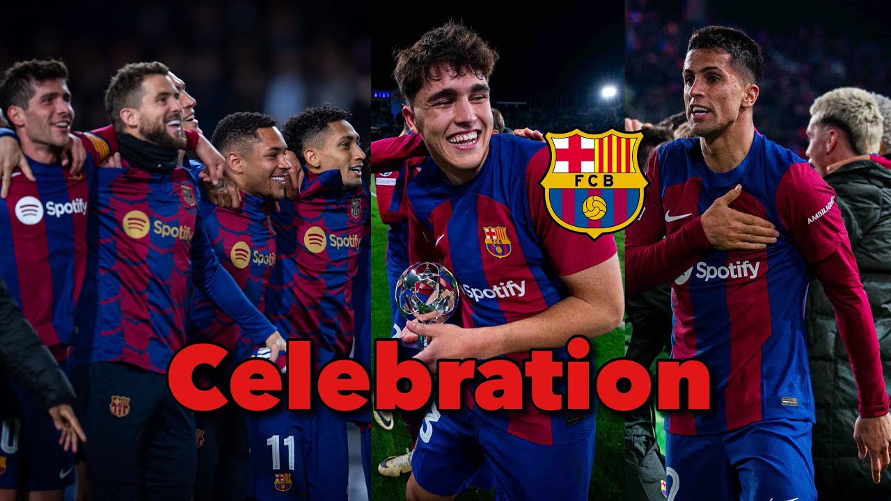 FC Barcelona Team Celebration After 3-1 Win Over Napoli | Champions ...