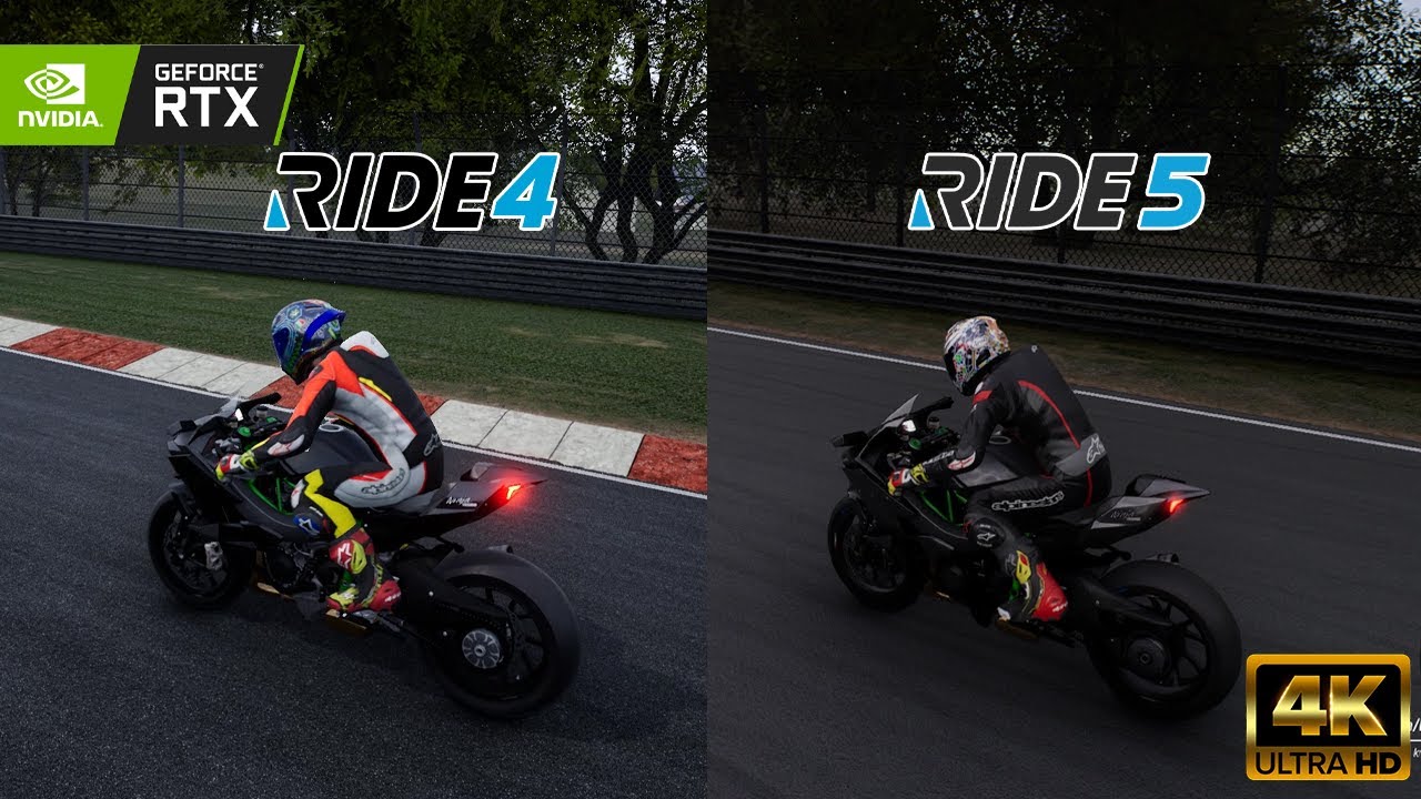 RIDE 5 vs RIDE 4 4K 60 FPS Comparison Kawasaki Ninja H2R - YouTube