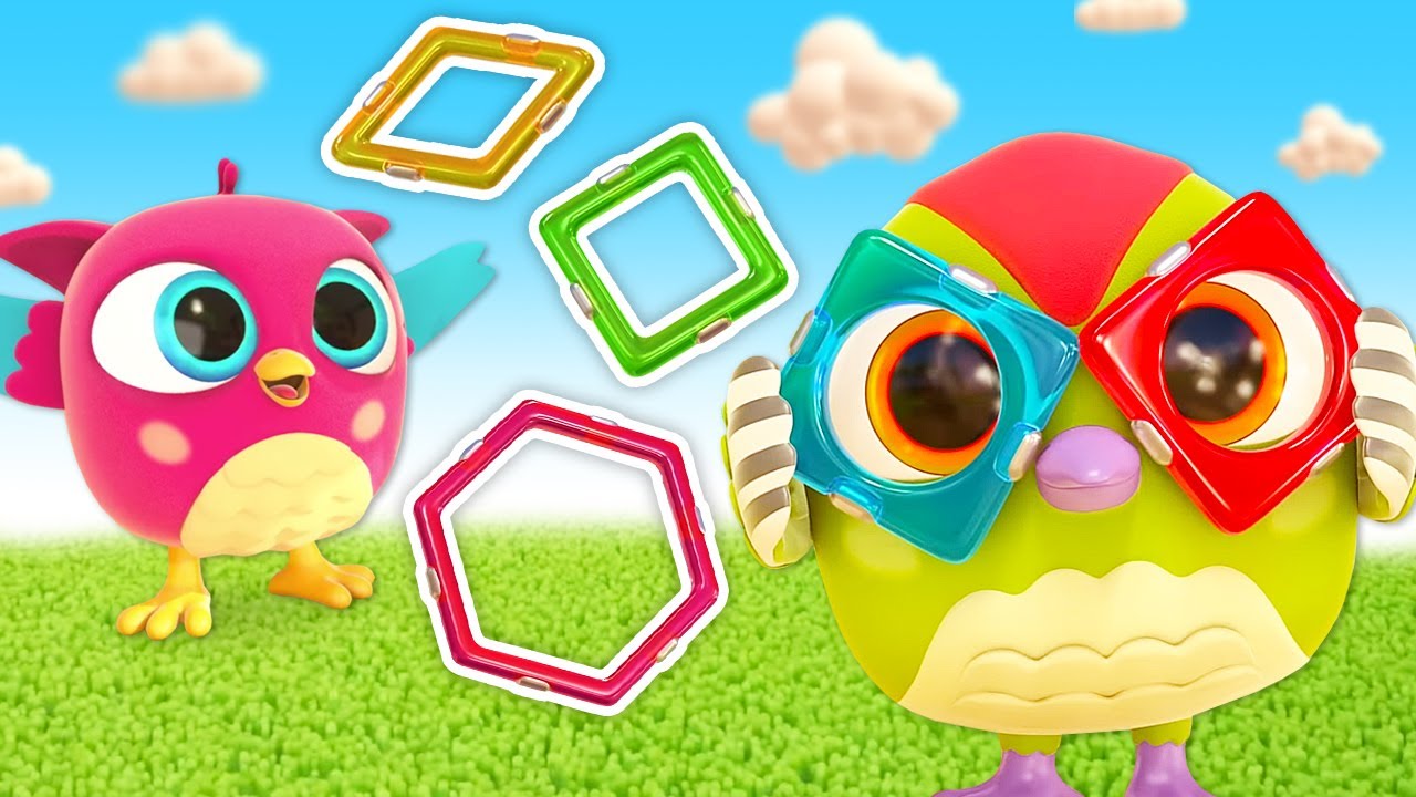 Peck Peck & Hop Hop the Owl pretend to play with toy magnets | Cartoons ...