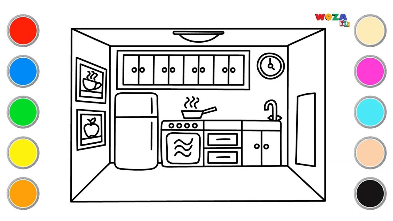 Kitchen Drawing For Kids Kitchen Drawing || Kitchen Drawing Easy