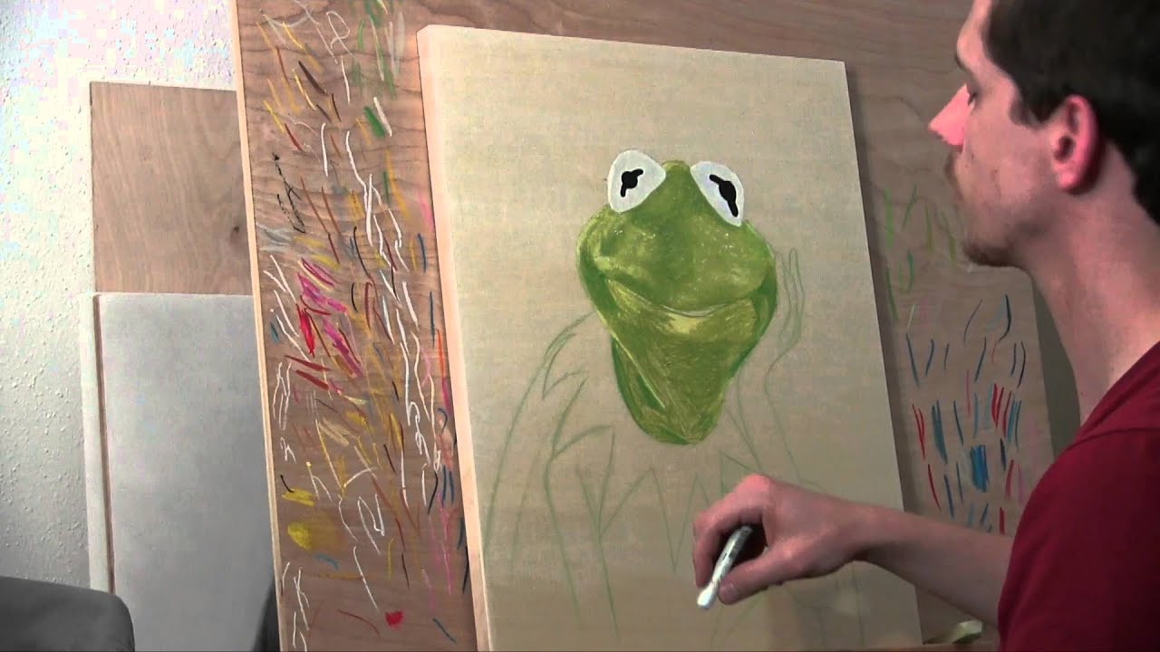 Speed drawing: Oil pastel of Kermit the Frog from the Muppets - YouTube