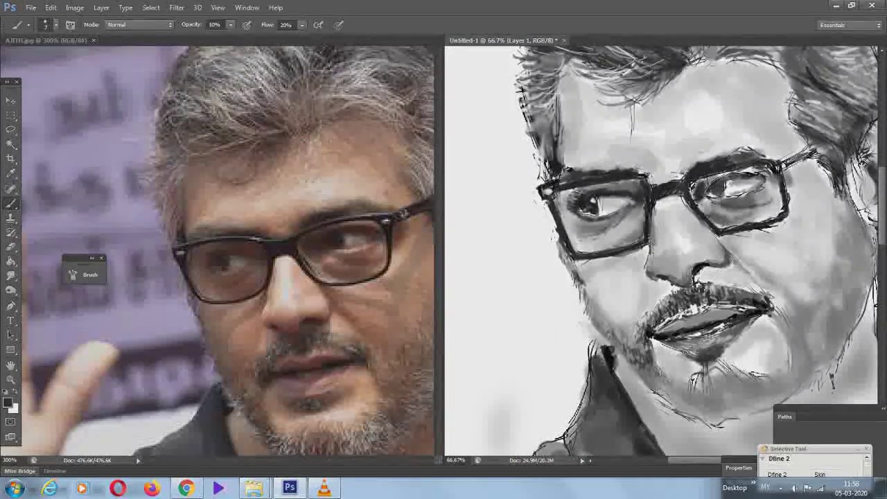 Celebrity Drawing Tamil Actor Thala Ajith Kumar - YouTube