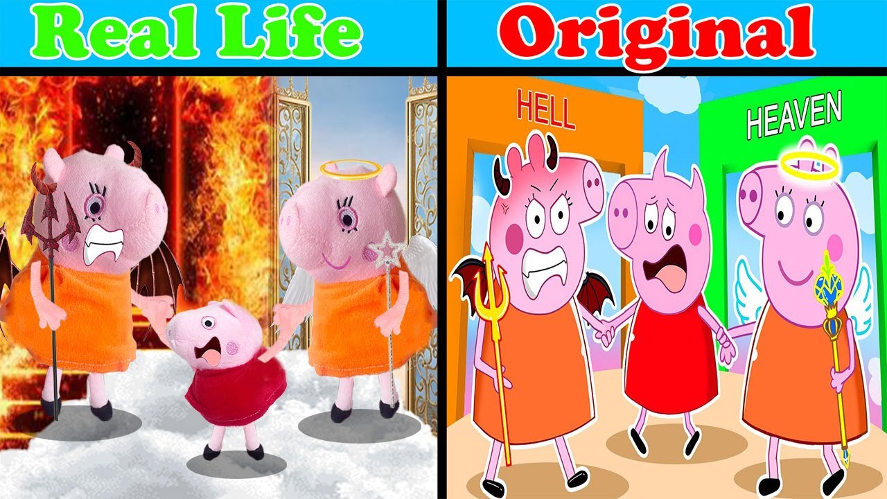Mummy Pig Angel vs Mummy Pig Devil - Peppa Pig Original vs Plush Toys ...