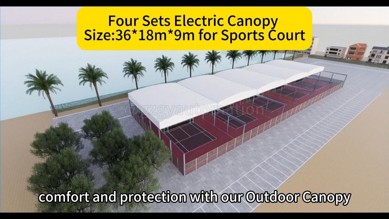 Amazing Electric Canopy Covers This Court Instantly - YouTube
