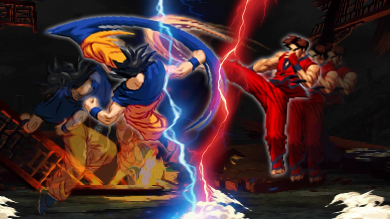 Looks like Goku can't do Taekwondo. DBS Blizzard Goku vs KOF God Kimchi ...