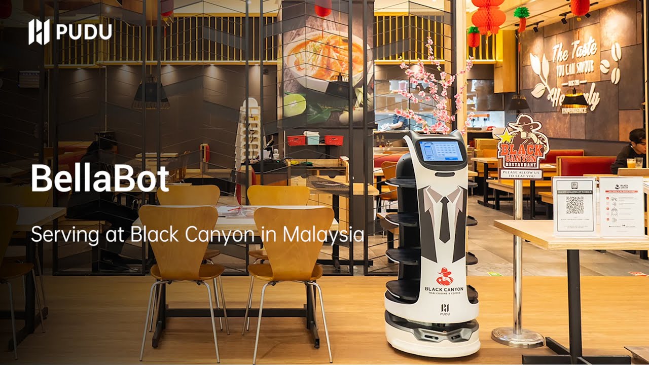 BellaBot serves at Black Canyon in Malaysia | Pudu Robotics - YouTube