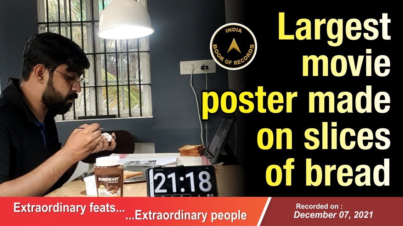 Largest movie poster made on slices of bread - YouTube