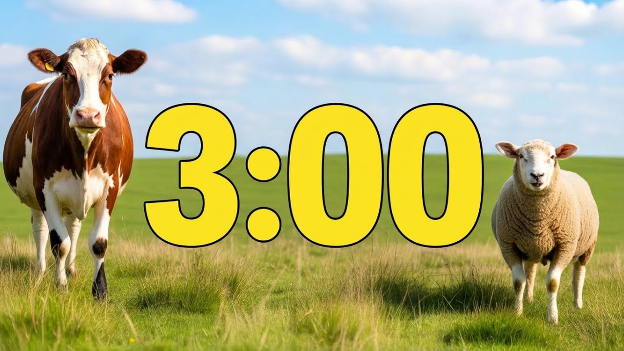 3 Minute Timer | Farm Animals Cows, Horses, Rabbits & More! 🚜 - YouTube